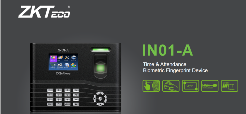 THE ZKTECO IN01-A FINGERPRINT TIME ATTENDANCE & ACCESS CONTROL TERMINAL ...